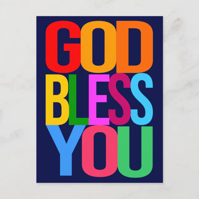 GOD BLESS YOU Positive colorful Postcard | Zazzle