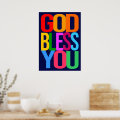 GOD BLESS YOU Positive colorful Poster | Zazzle