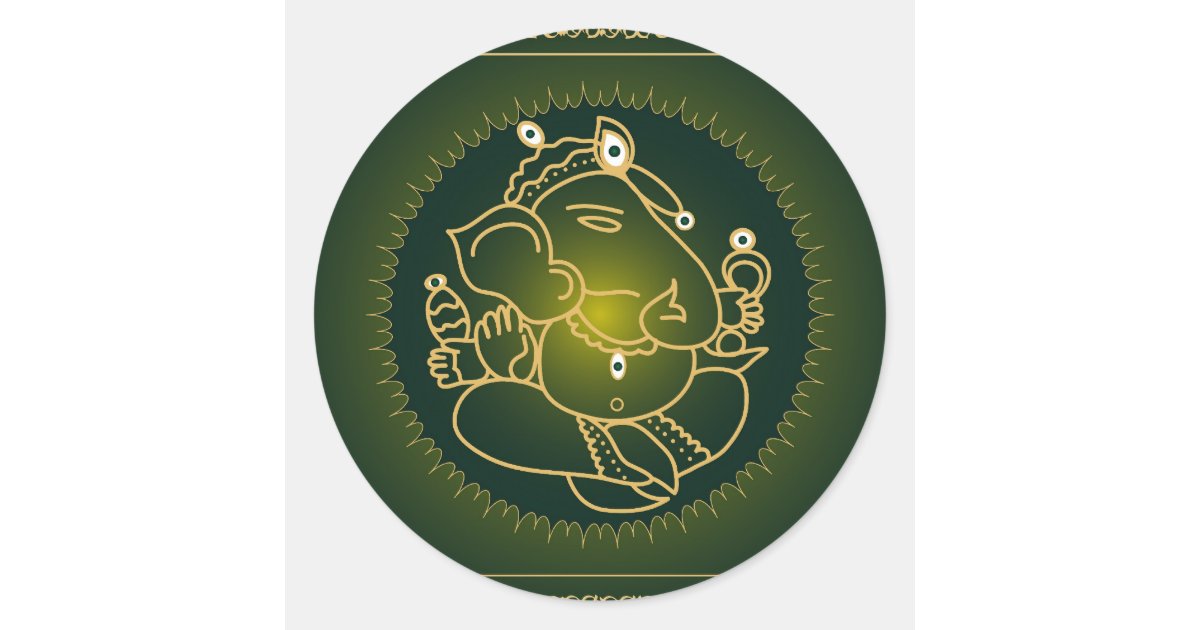 God Ganesha on green - Sticker | Zazzle