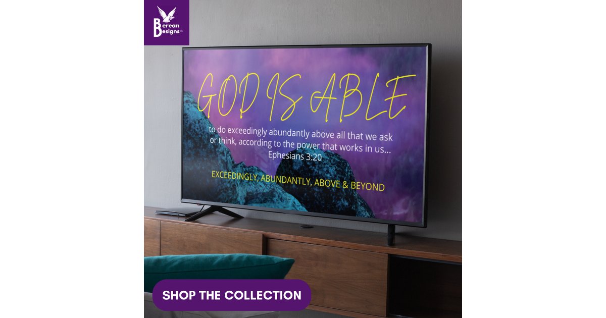 GOD IS ABLE Christian Frame Art for TV Poster | Zazzle