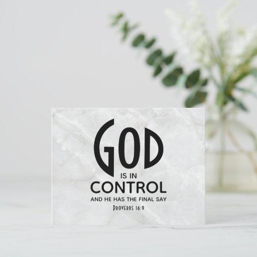 GOD IS IN CONTROL Inspirational Christian Postcard | Zazzle