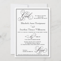 God is Love Christian Script Wedding Invitation | Zazzle