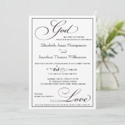 God is Love Christian Script Wedding Invitation | Zazzle