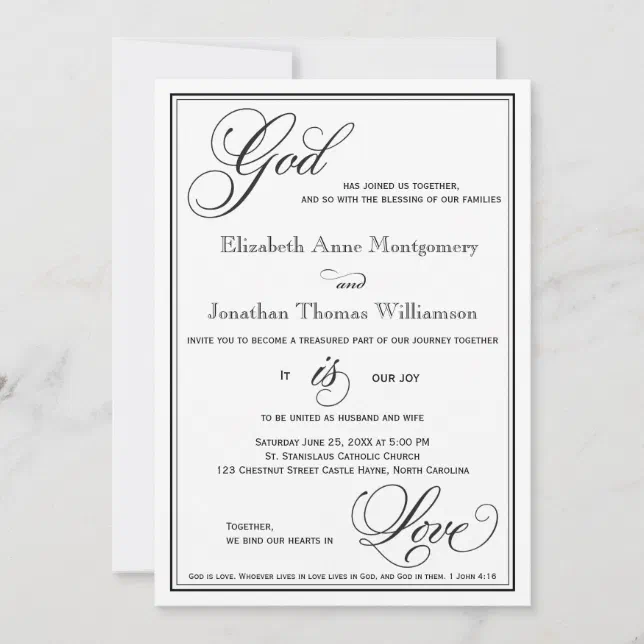 God is Love Christian Script Wedding Invitation | Zazzle