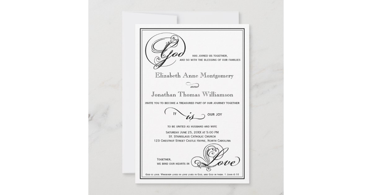 God is Love Royal Script Wedding Invitation | Zazzle