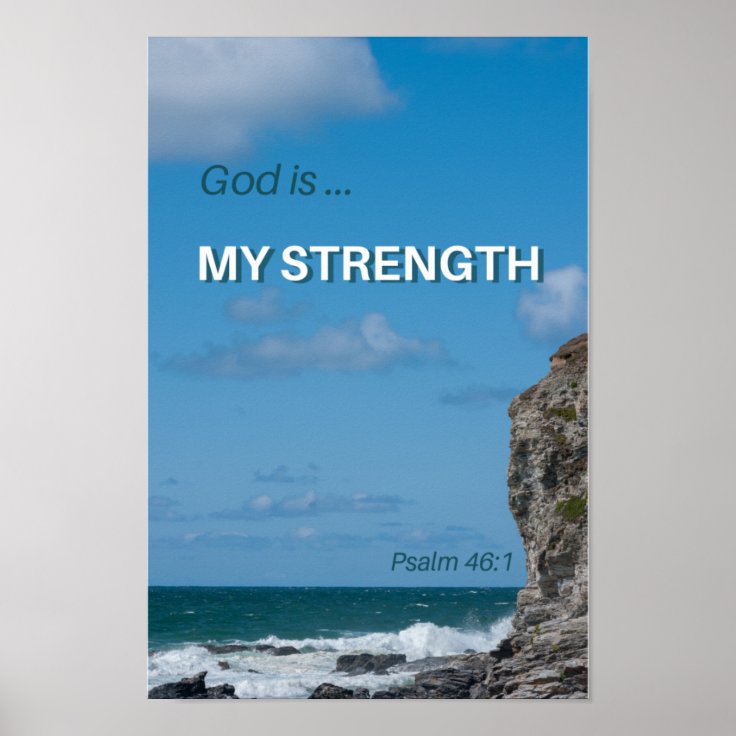 God is my Strength Inspirational Bible Verse Poster | Zazzle