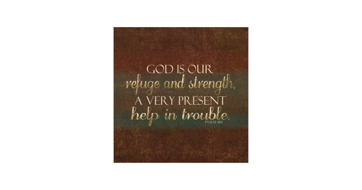 God is our Refuge Christian Bible Verse Brown/Gold Wood Wall Decor | Zazzle