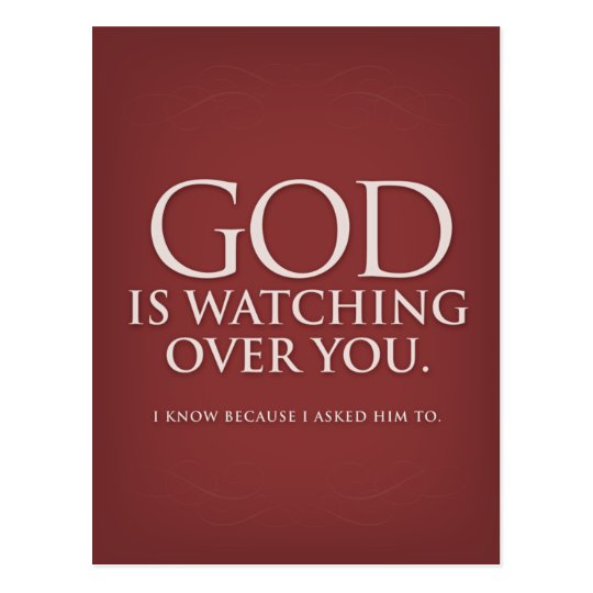 God is Watching Over You. Burgundy postcard. Postcard | Zazzle.com