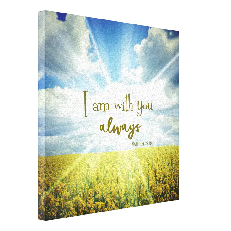 God is with you Always Bible Verse Typography Canvas Print | Zazzle