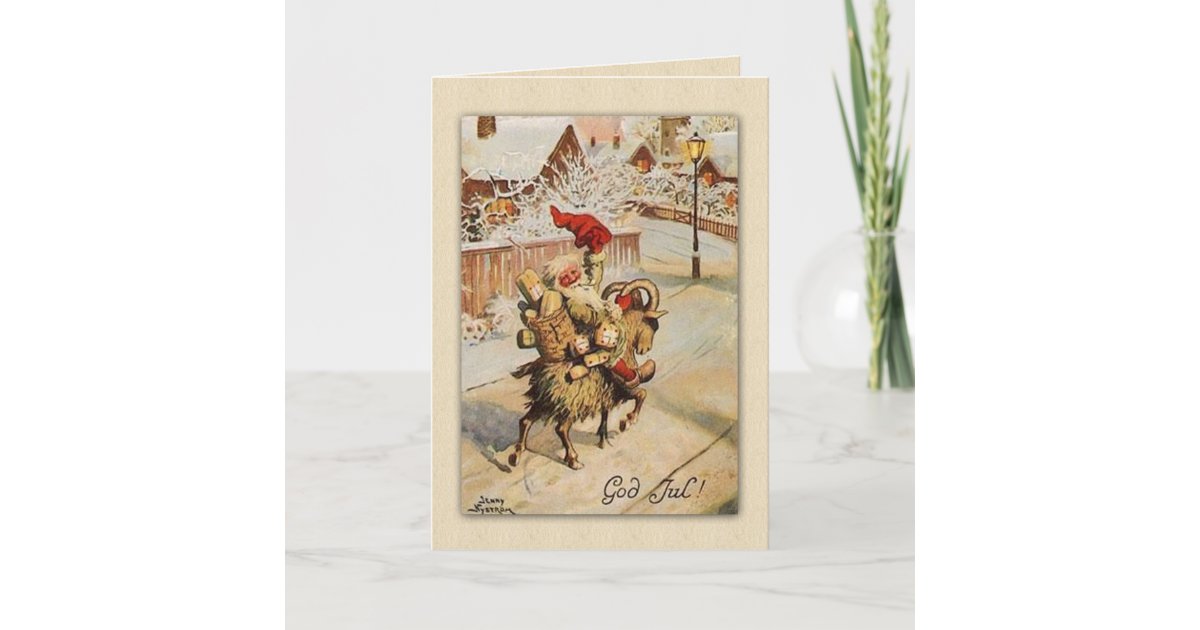 God jul | Christmas Goat | Sweden Nyström Holiday Card | Zazzle