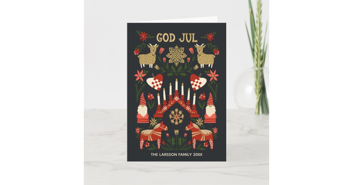 God Jul Scandi Christmas Family Holiday Card | Zazzle