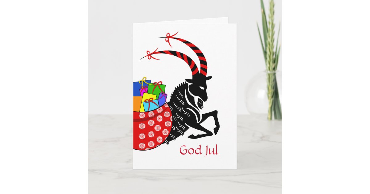 God Jul Yule Goat Swedish Christmas Card | Zazzle
