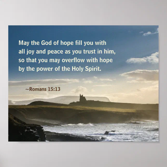 God of Hope, Romans 15:13 Bible Verse, Irish Coast Poster | Zazzle