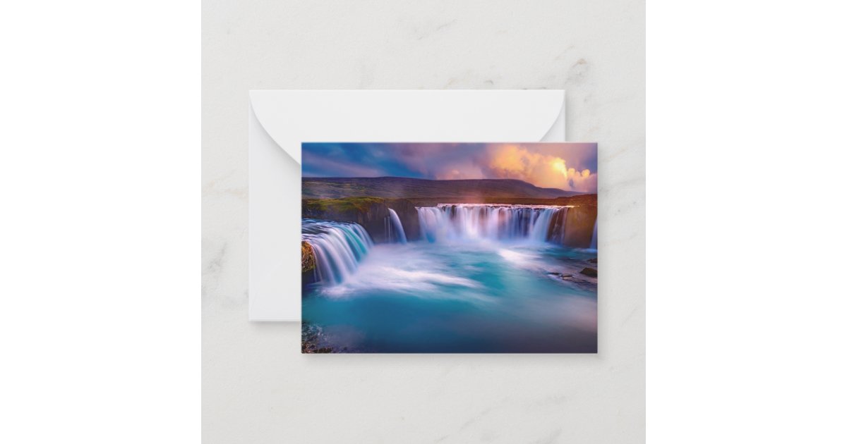 Godafoss, Iceland Waterfalls Note Card | Zazzle