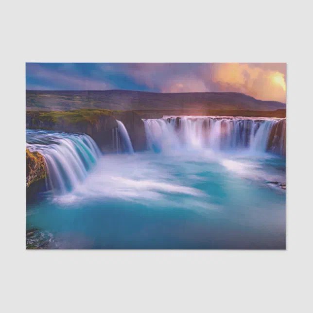 Godafoss Waterfall, Iceland Beautiful Landscape Tissue Paper | Zazzle