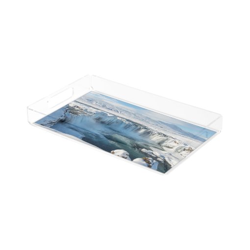 Godafoss Waterfall Landscape Acrylic Tray | Zazzle