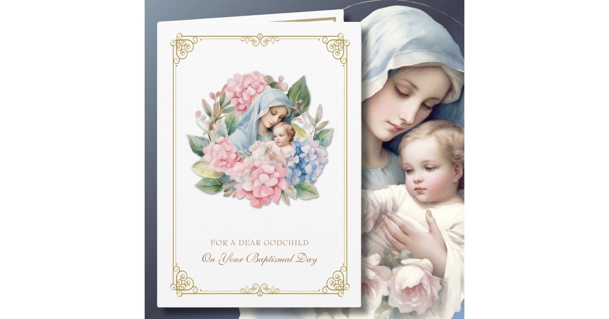 Godchild Baptism Christening Godparents Floral Card | Zazzle
