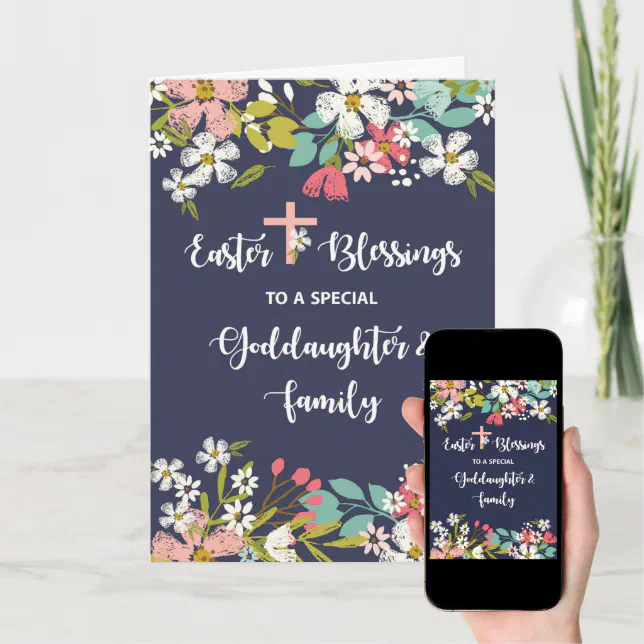 Goddaughter and Family Easter Blessings of Risen Card | Zazzle
