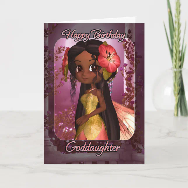 Goddaughter Birthday Card - Cute Pink Fairy | Zazzle