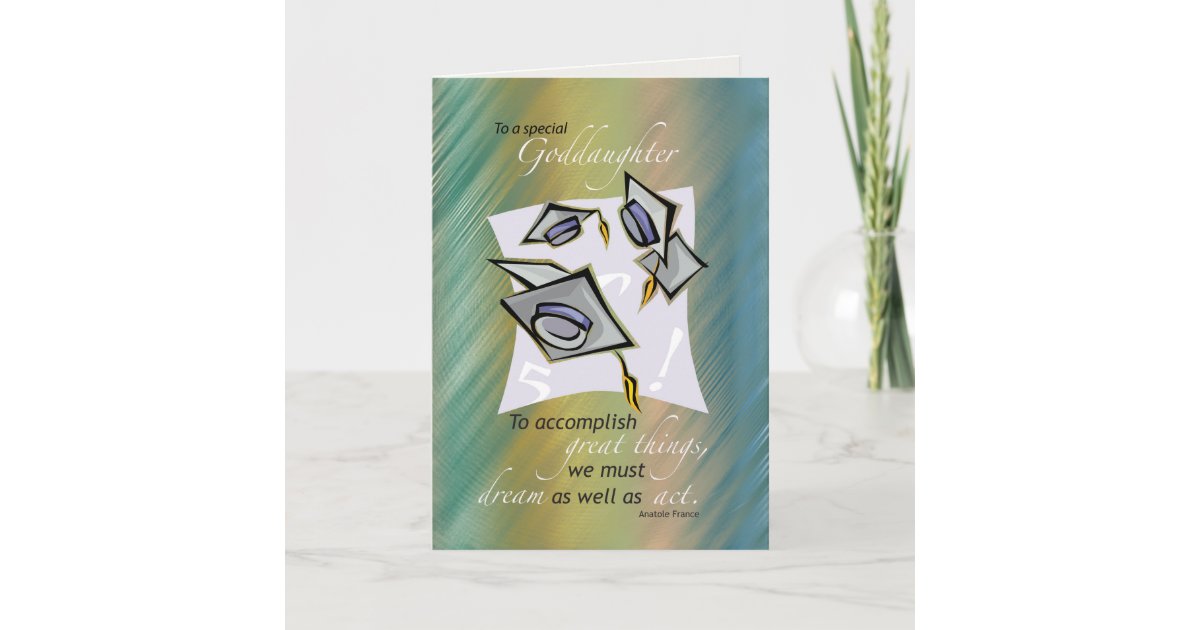 Goddaughter Graduation Hats in Air, Congratulation Card | Zazzle