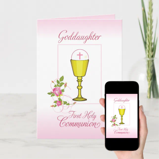 Goddaughter Pink First Holy Communion, Chalice Card | Zazzle