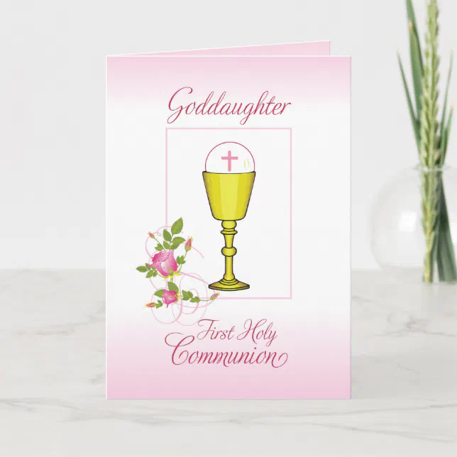 Goddaughter Pink First Holy Communion, Chalice Card | Zazzle