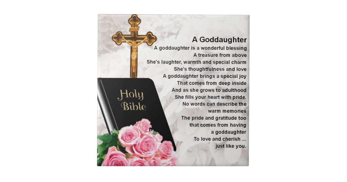 Goddaughter Poem - Bible & Flowers Design Tile | Zazzle