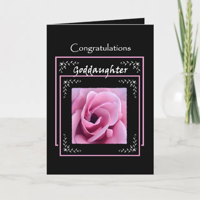 GODDAUGHTER Wedding Congratulations Pink Rose Card | Zazzle