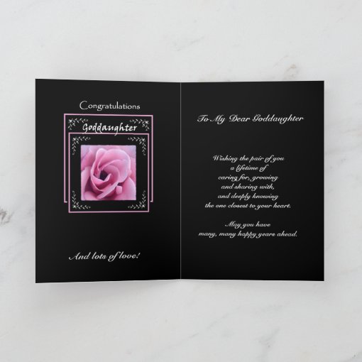 GODDAUGHTER Wedding Congratulations Pink Rose Card | Zazzle