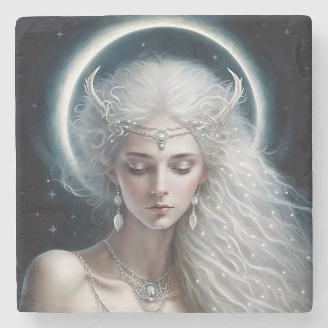 Goddess Fantasy Moon Goddess Crescent Moon Stone Coaster | Zazzle