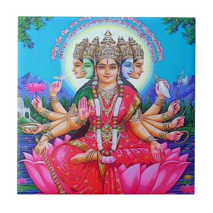 Goddess Gayatri Devi Deity Ceramic Tile | Zazzle.com