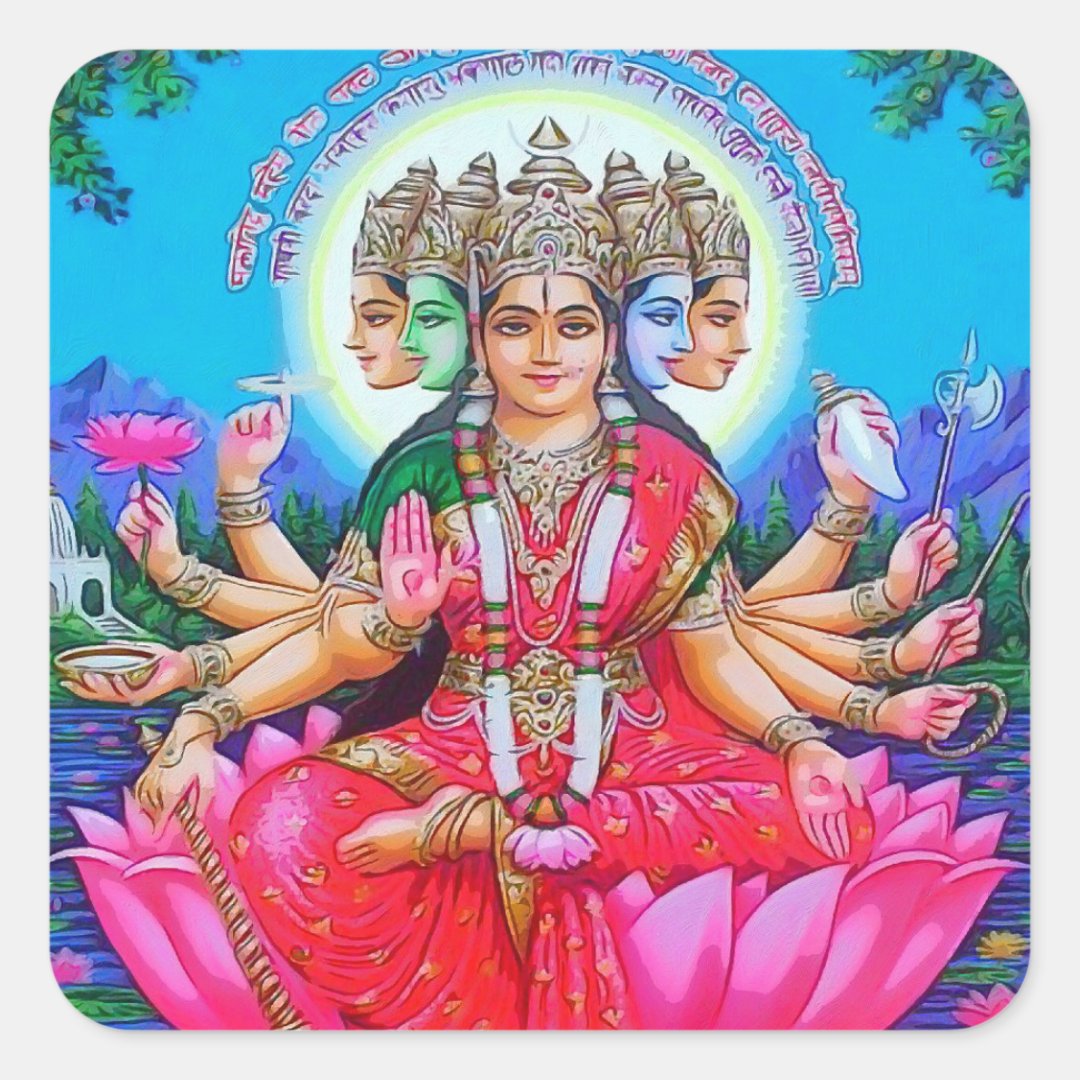 Goddess Gayatri Devi Deity Square Sticker | Zazzle