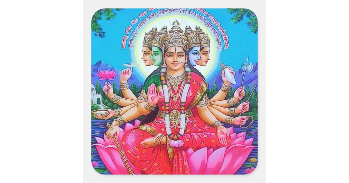 Goddess Gayatri Devi Deity Square Sticker | Zazzle