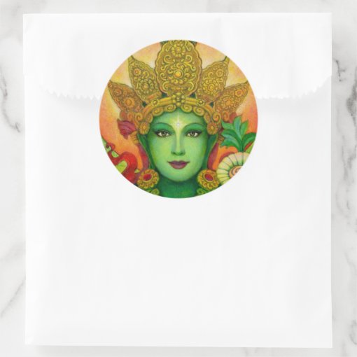 Goddess Green Tara's Face Classic Round Sticker | Zazzle