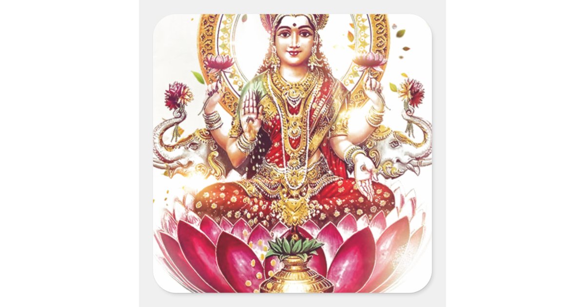 GODDESS LAKSHMI SQUARE STICKER | Zazzle