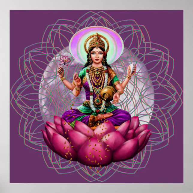 Goddess Lakshmi - wealth blessing mandala Poster | Zazzle