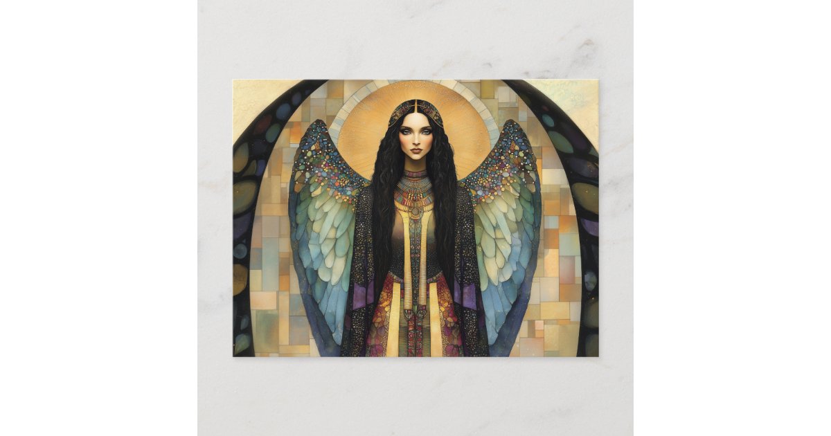 Goddess Lilith Dark Rainbow Mosaic Painting Postcard | Zazzle