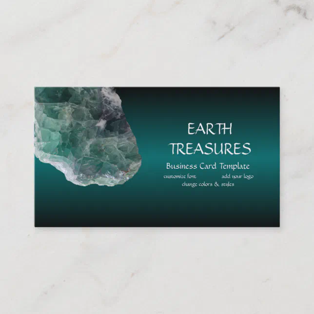 Gode Green and Purple Fluorite Healing Crystals Business Card | Zazzle