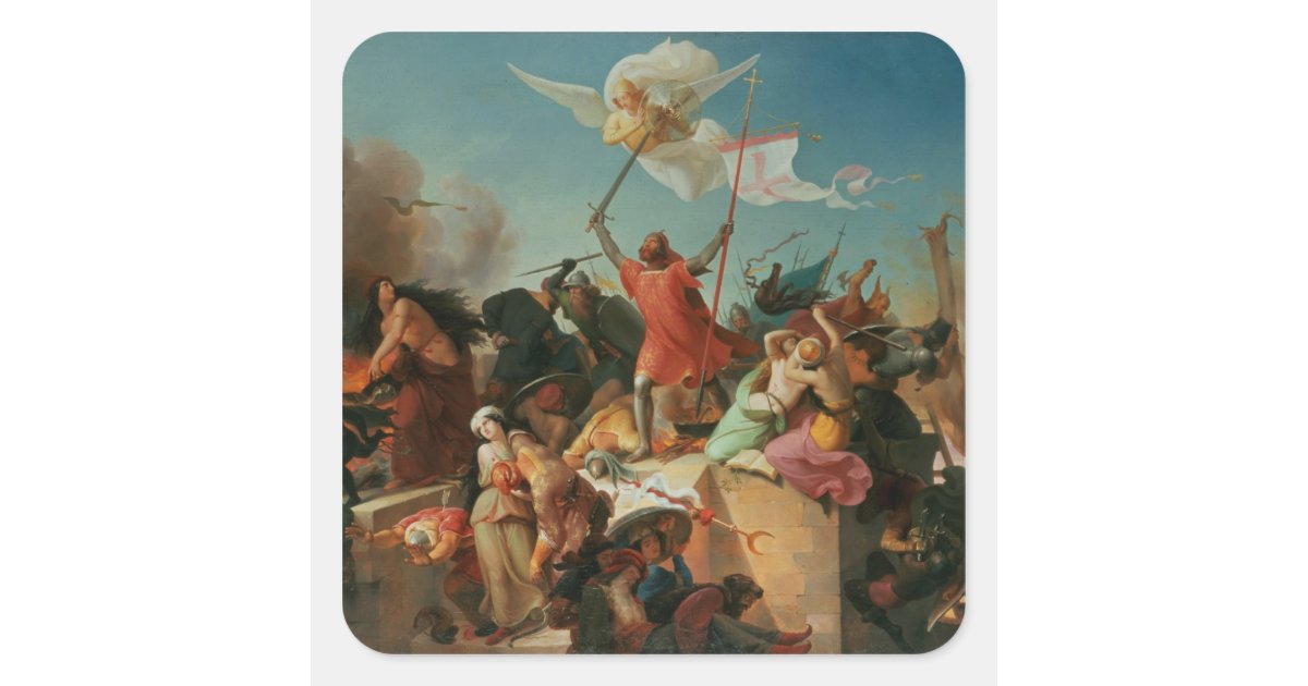 Godfrey de Bouillon, French Crusader Square Sticker | Zazzle