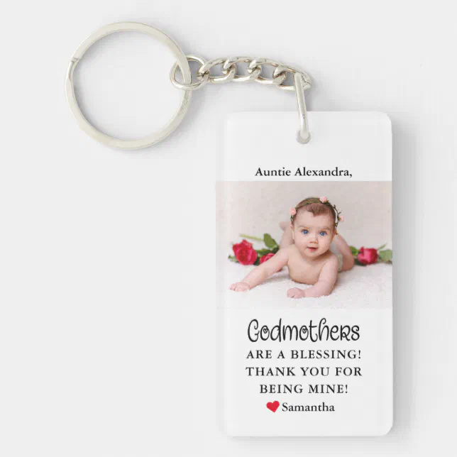 Godmother Thank You Photo Keychain | Zazzle