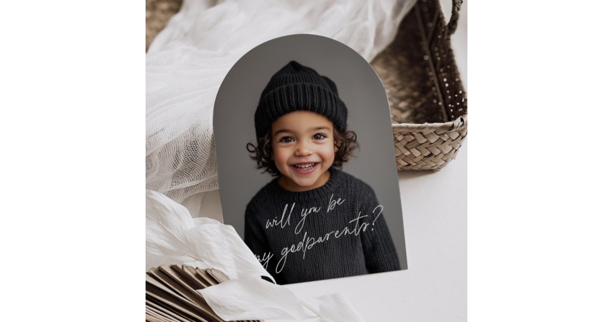 Godparents Handwritten Proposal Photo Arch Boy Invitation | Zazzle