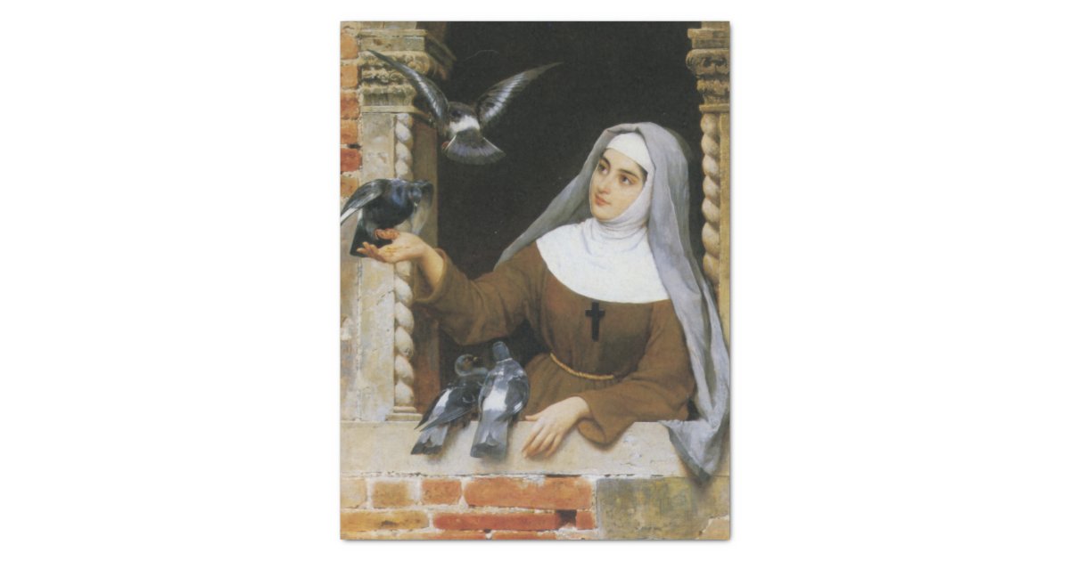 God's Creatures (Nun Feeding Birds) Tissue Paper | Zazzle