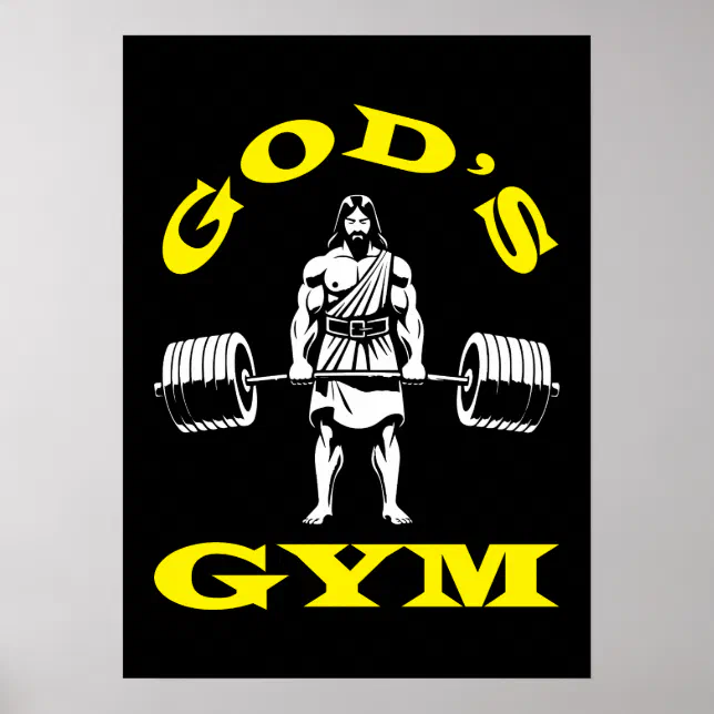 God's Gym, Funny Jesus Workout Bodybuilding Gym Poster | Zazzle