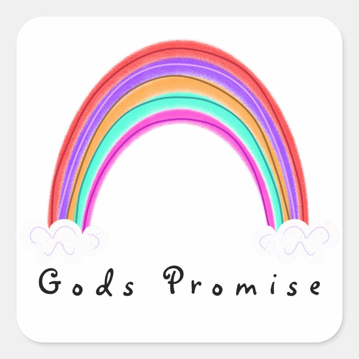 "Gods Promise" Rainbow Square Sticker | Zazzle