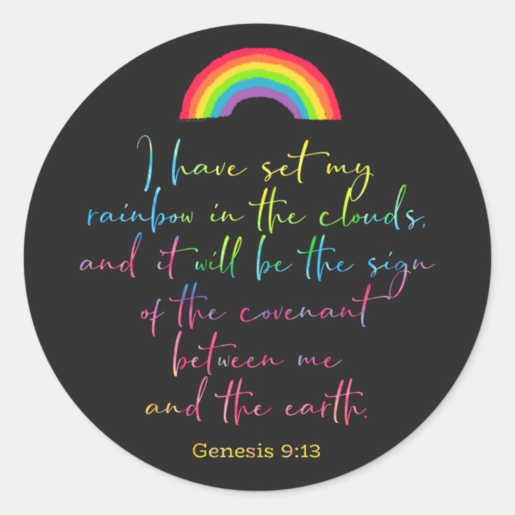 God's Rainbow Genesis 9 Christian Bible Verse Classic Round Sticker ...