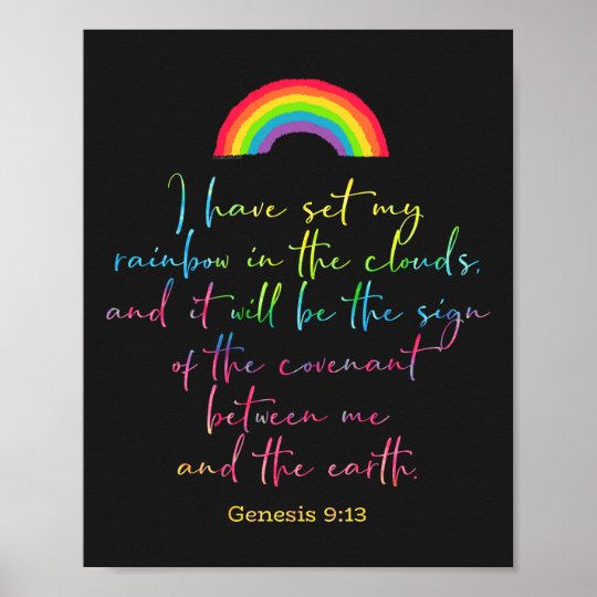 God's Rainbow Genesis 9 Christian Bible Verse Wall Poster | Zazzle.com
