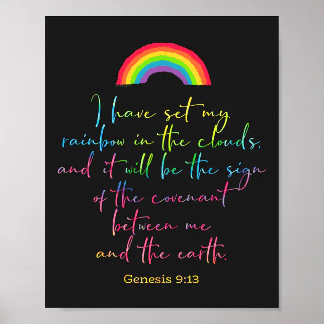 God's Rainbow Genesis 9 Christian Bible Verse Wall Poster | Zazzle