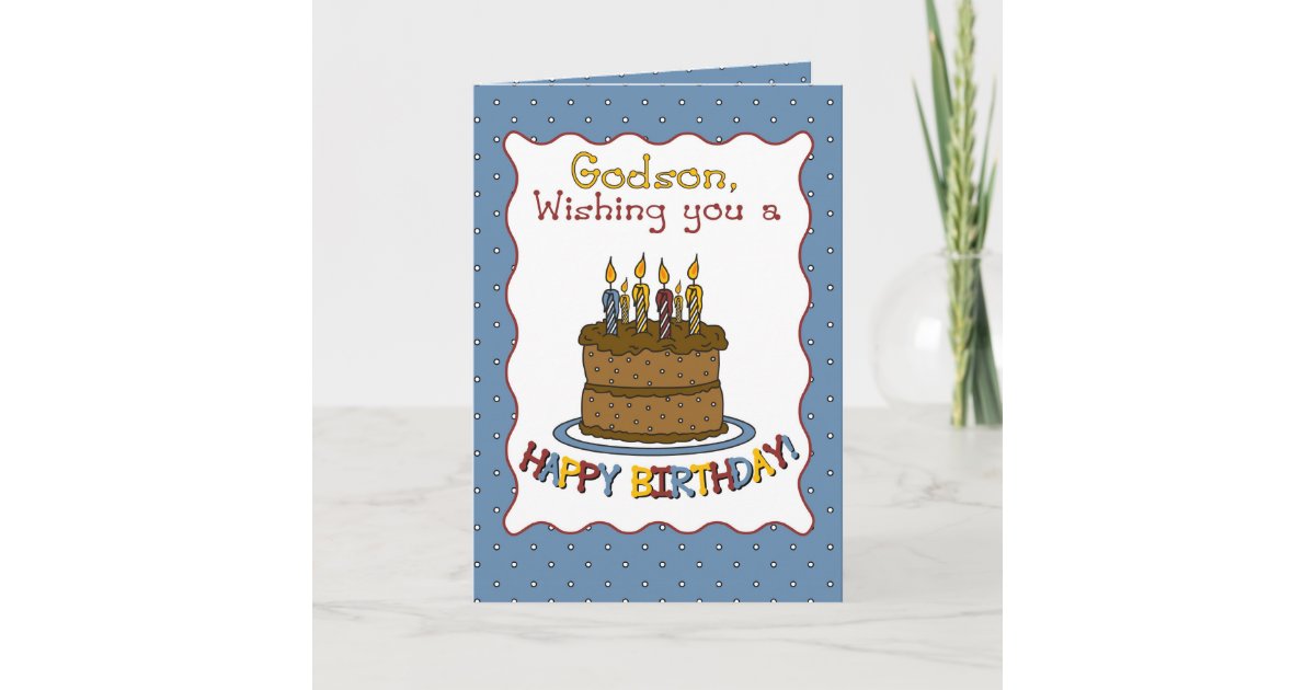 Godson Birthday Cake Card | Zazzle