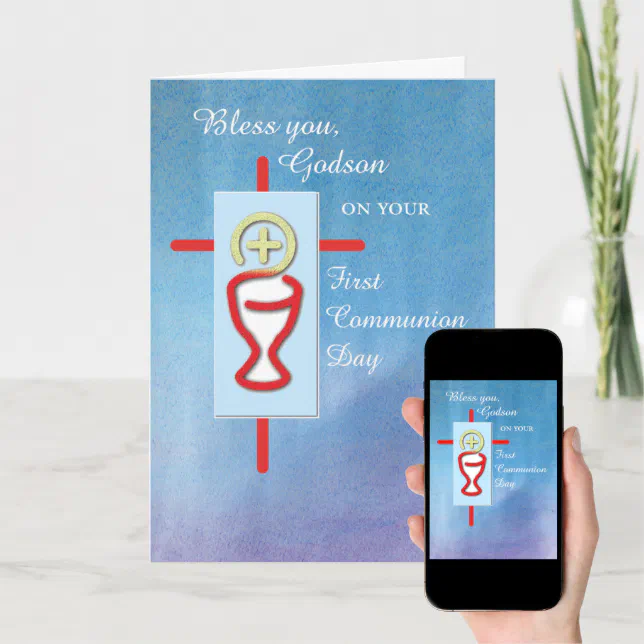 Godson, First Holy Communion, Blue Card | Zazzle