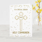 Godson First Holy Communion Gold Look Cross Card | Zazzle